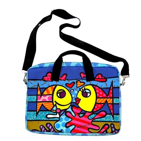 nine britton | Bags | Romero Britto Messenger Laptop Bag Deeply In Love ...